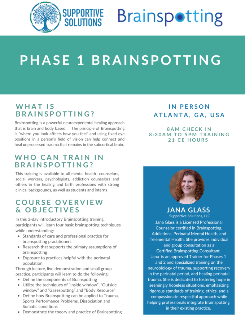 IN PERSON 2025 Brainspotting Phase 1 Training - Supportive Solutions